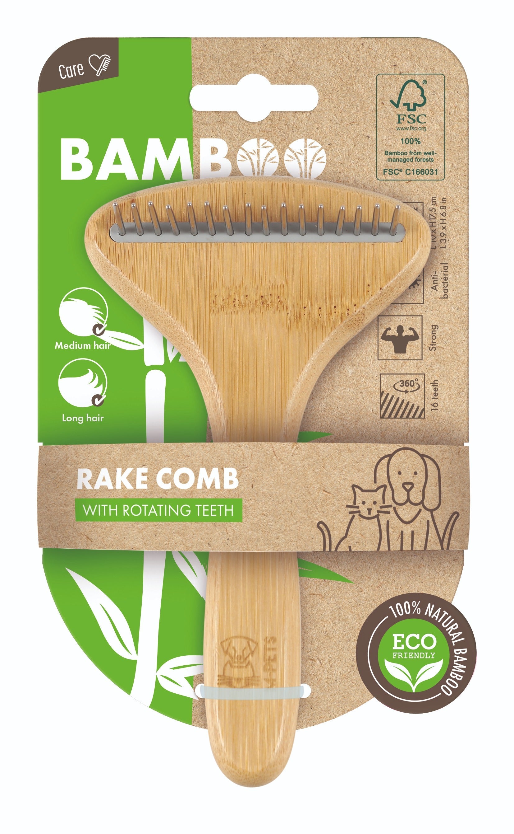 M-Pets Bamboo Rake Comb with Rotating Teeth for Dogs & Cats – Pet ...