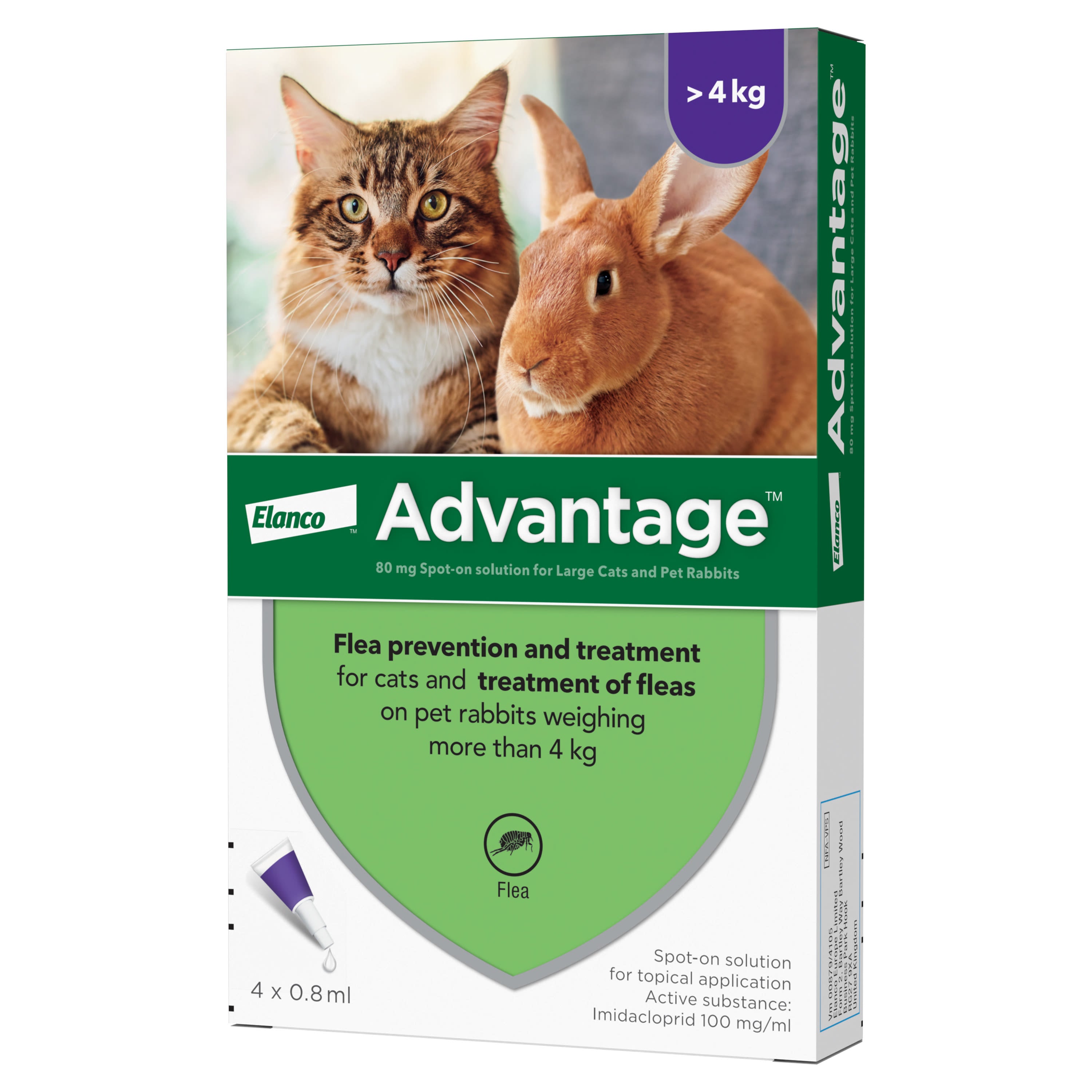Advantage Spot On Flea Treatment for Large Cats & Rabbits (>4kg) – Pet ...